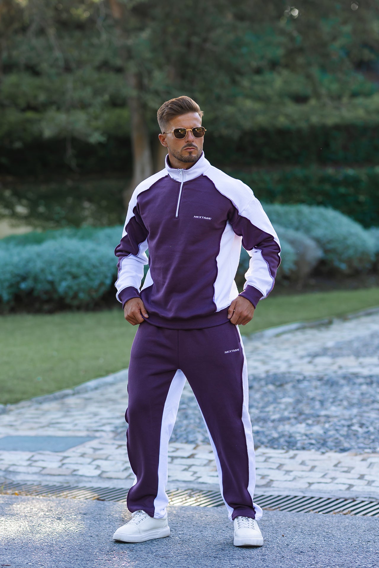 Nextage Oversized Mauve Tracksuit - Men's Oversized Tracksuit - Men's ...